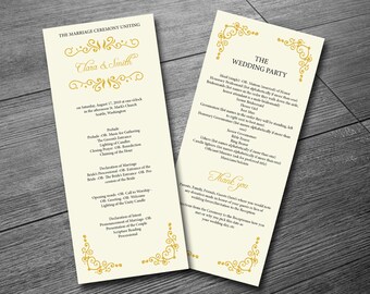 Gold wedding program | Etsy