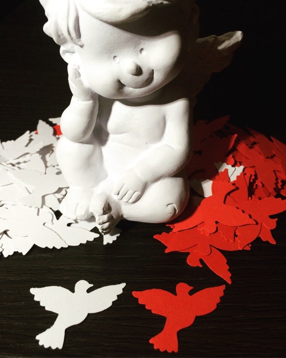 Dove Paper Punch Dove Paper Die Cut White and Red by Gabiworks