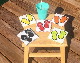 Perler bead coasters | Etsy