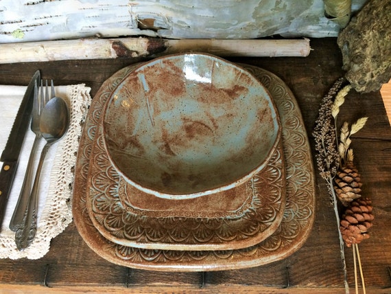 Rustic Dinnerware Set Dinner Plate Appetizer/Dessert Plate