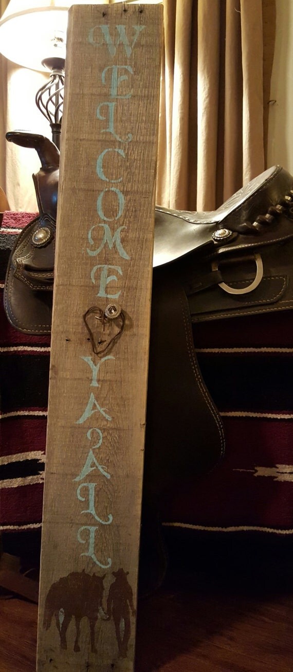 Items similar to Large Distressed Western Welcome Sign on Etsy
