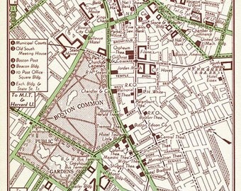 Old boston map | Etsy