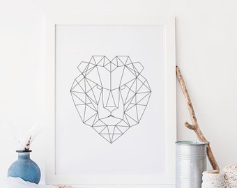 Geometric lion | Etsy