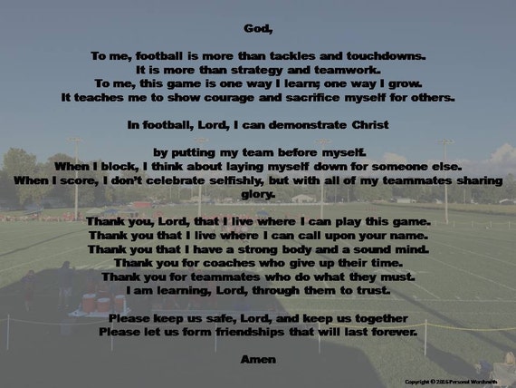 Football Prayer and Blessing Digital Print Football Home