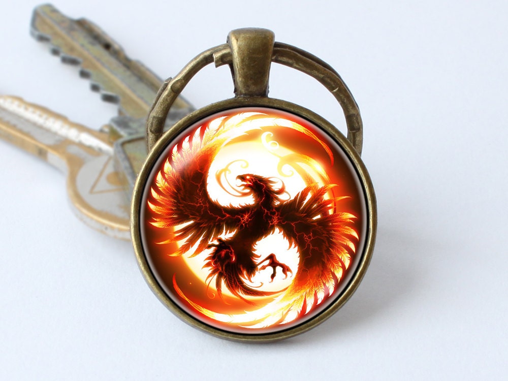 Phoenix keychain Phoenix keyring Phoenix gift Fantasy key