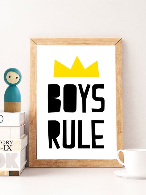 Boys rule wall art minimalistic art printables by ArtPrintsFactory