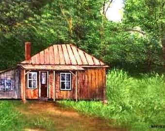 Items similar to Rustic cabin, Winter scenes, Archival prints, Country ...
