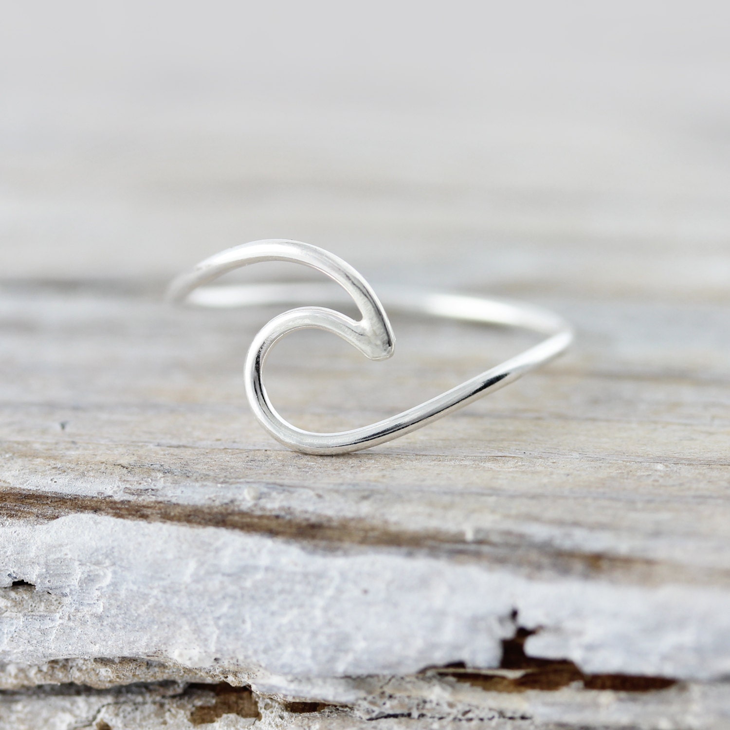 Ocean wave ring recycled sterling silver ring