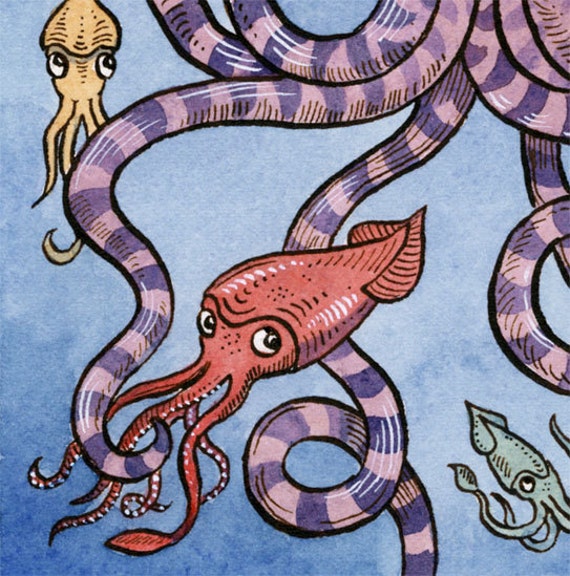 Squad of Squids Art Print 11 x 14