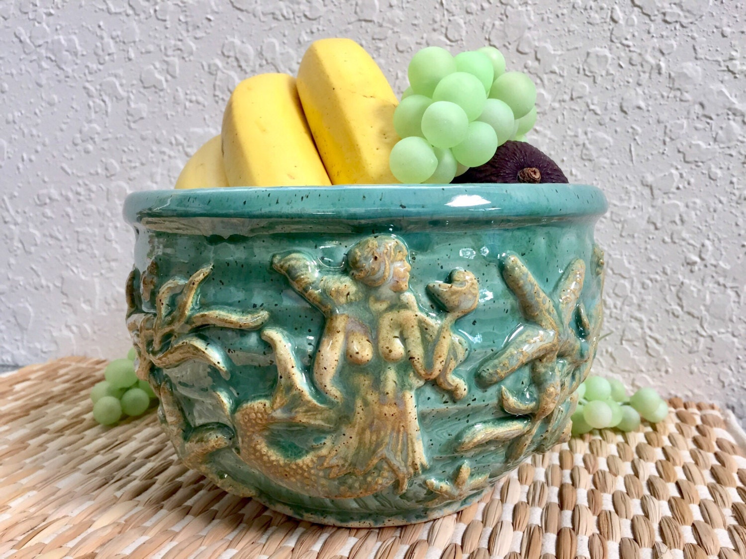 Ceramic Mermaid Bowl Handmade Pottery Mermaid Large