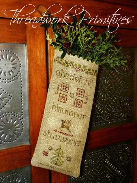 Primitive Cross Stitch Pattern Holiday Patchwork