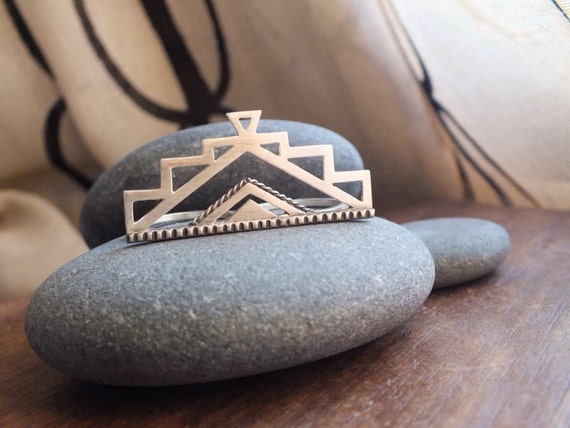 Maya knuckle duster ring geometric Aztec double ring boho