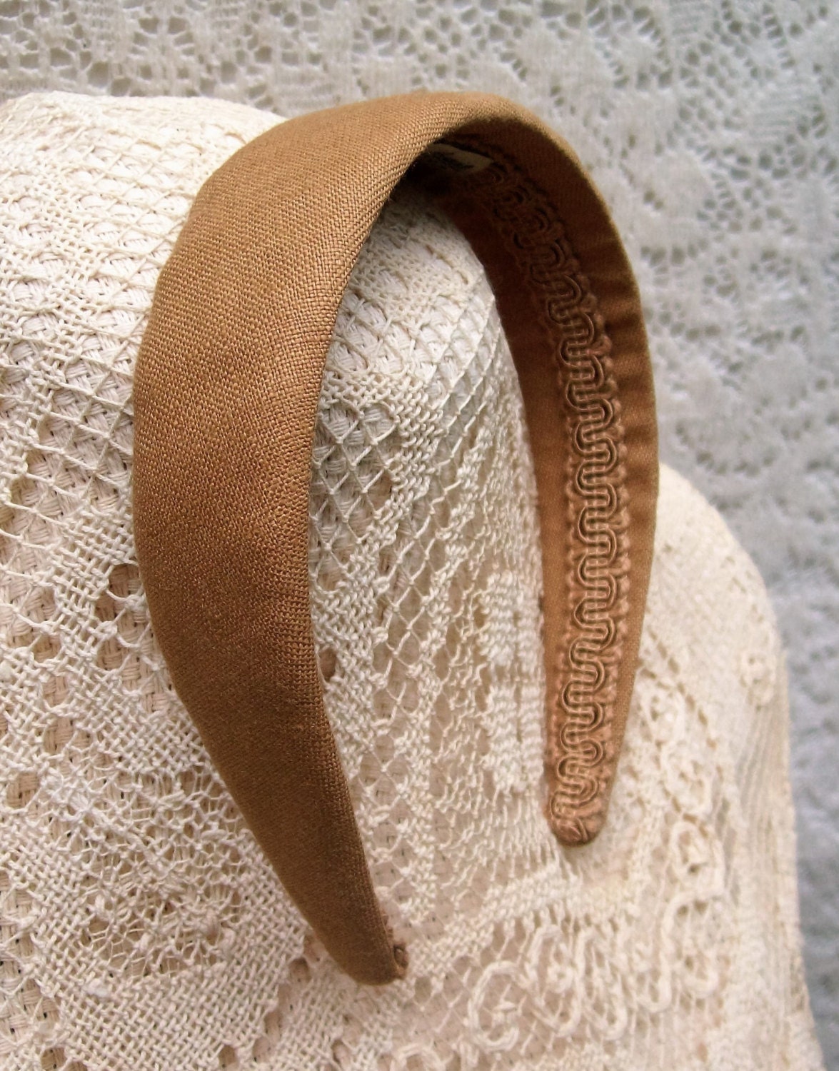 camel linen headband fabric