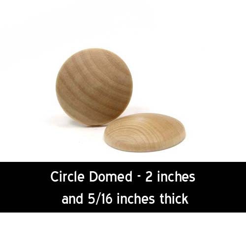 Unfinished Wood Domed Circle 2 inches in diameter and 5/16