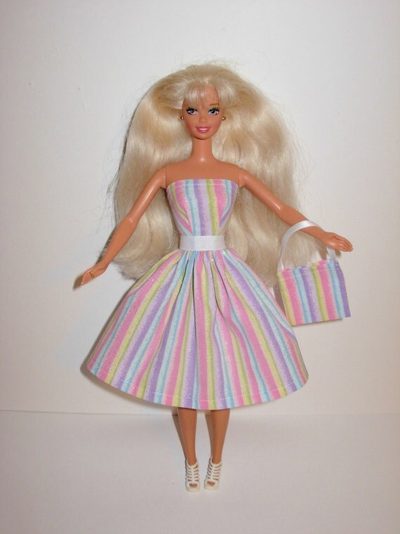 Handmade barbie clothes CUTE dress and bag 4 barbie doll