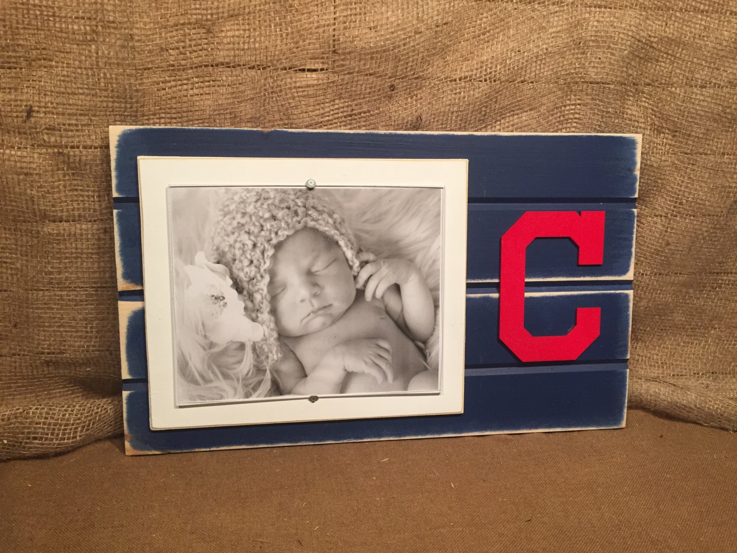 Cleveland Indians picture frame holds 1-8x10 photo by KDCobbleShop