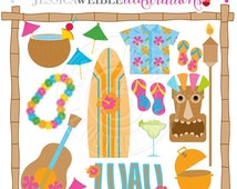 ON SALE Tiki Party Cute Digital Clipart - Commercial Use OK - Luau ...