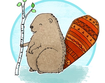 Unique beaver art related items | Etsy