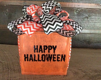 Spooky Halloween Glass Block Haunted House Glass Block