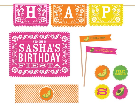 Fiesta Birthday PRINTABLE Personalized Party Kit