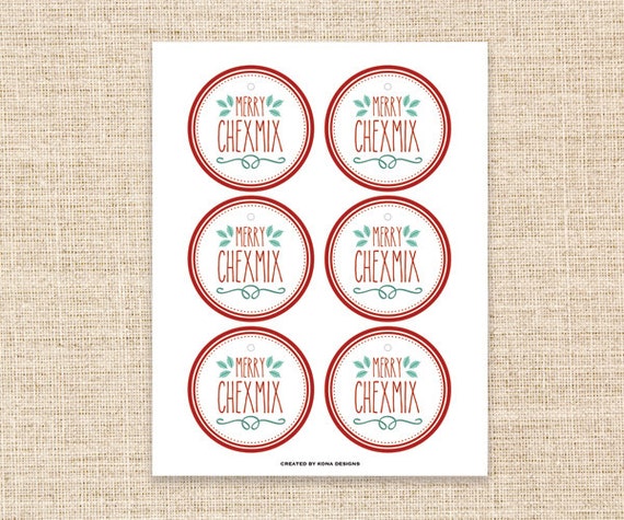 Printable Chex Mix Gift Tag Neighbor Gifts by konadesigns