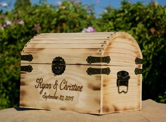 Items similar to Large Rustic Wedding Card Box - Treasure Chest ...