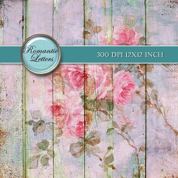 Sale 60% Digital Scrapbook Paper Pack ROSE Floral Shabby Chic