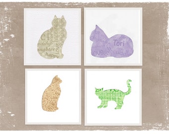 Cat word art | Etsy