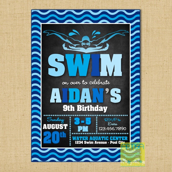 Swim Invitation swim birthday invitation simmer birthday