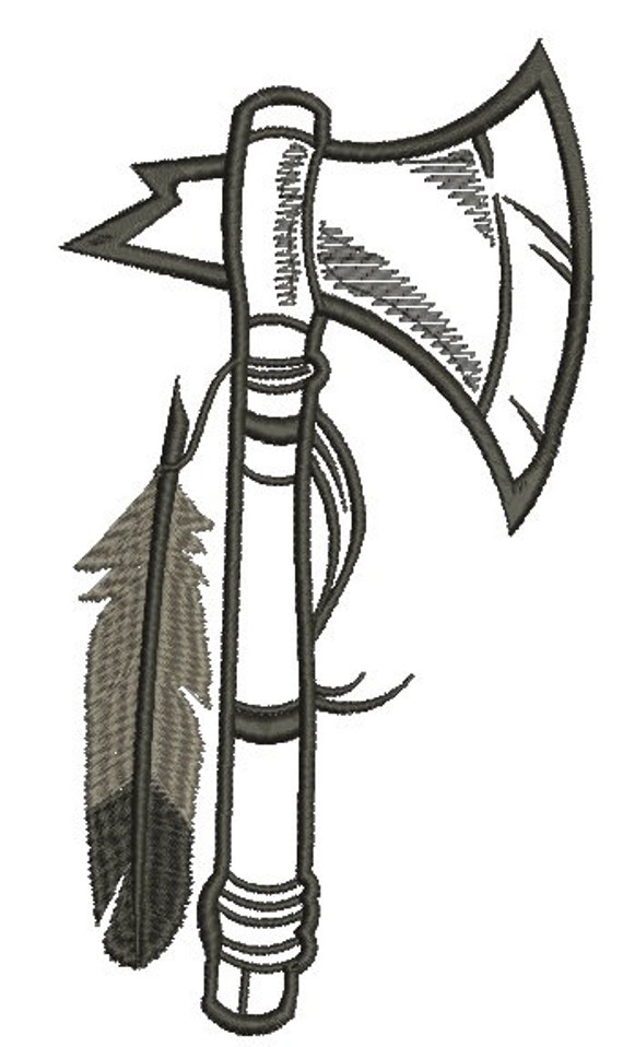 tomahawk and feather Machine Embroidery Design Instant