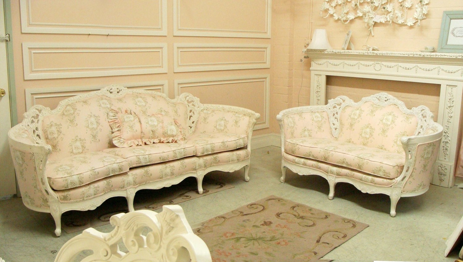 Stunning Vintage Antique Sofa and Loveseat French Country