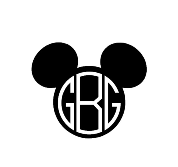 Mickey Mouse Head With Monogram Decall Disney Decal Disney