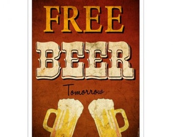 Free Beer Tomorrow Sign Hanging Wooden Beer Sign Rustic