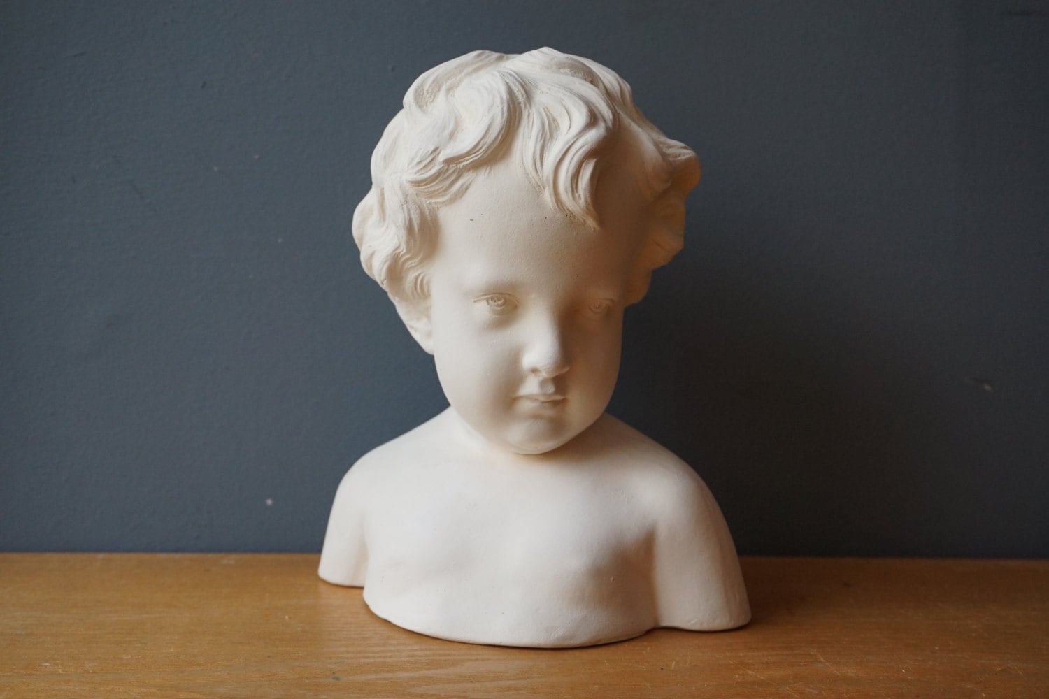 French Child Bust / Boy Sculpture / French Decor / White Bust