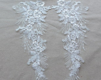 Lace Trims Wedding Fabrics Tulle Beaded Applique by lacelindsay