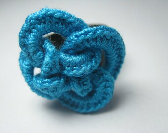 Yellow Crochet Flower Ring Interlace crochet by ShuvalAccessories