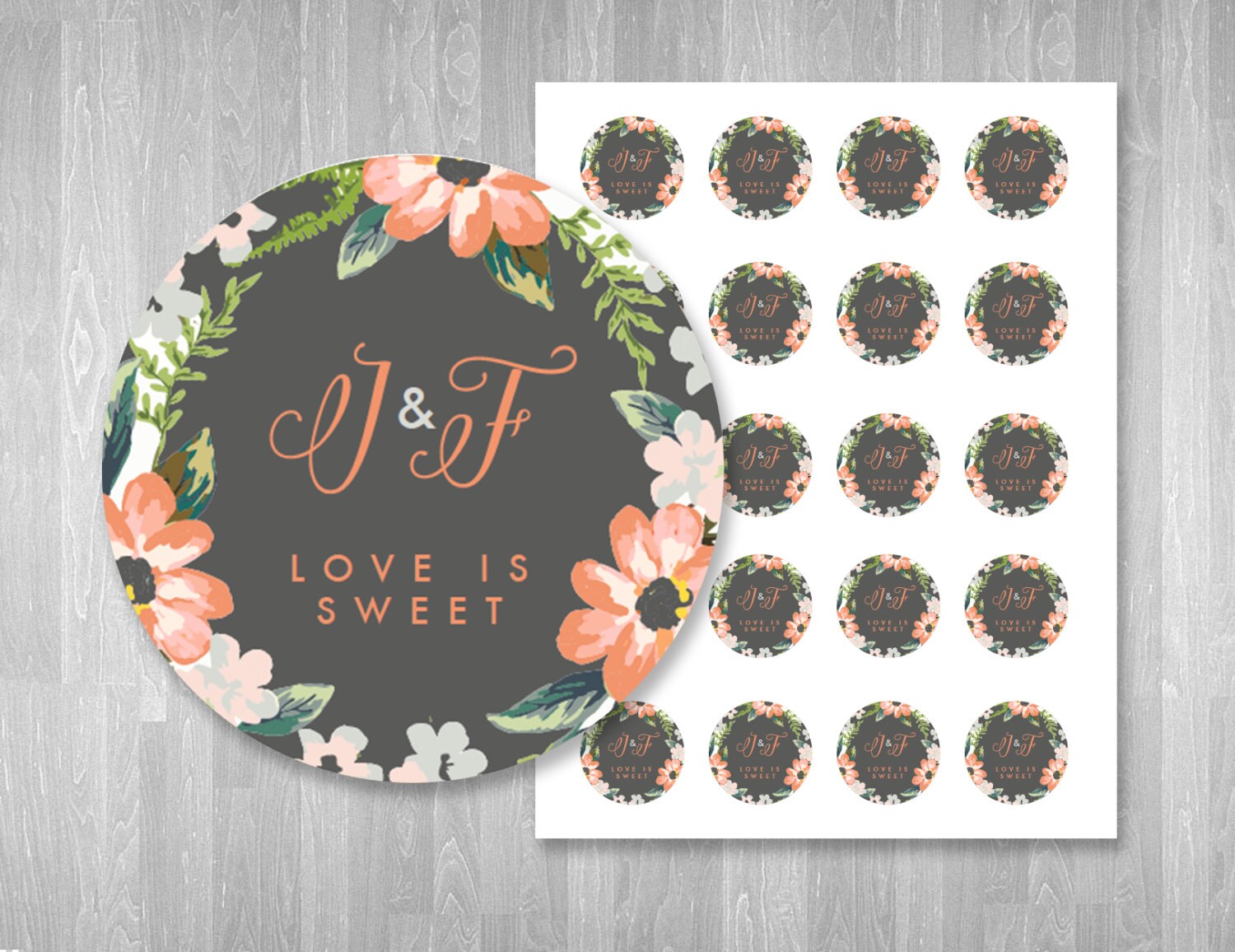1 Digital Custom Wedding Stickers Labels Printable
