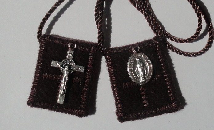 Our Lady of Mt. Carmel Brown Wool Catholic Scapular St.