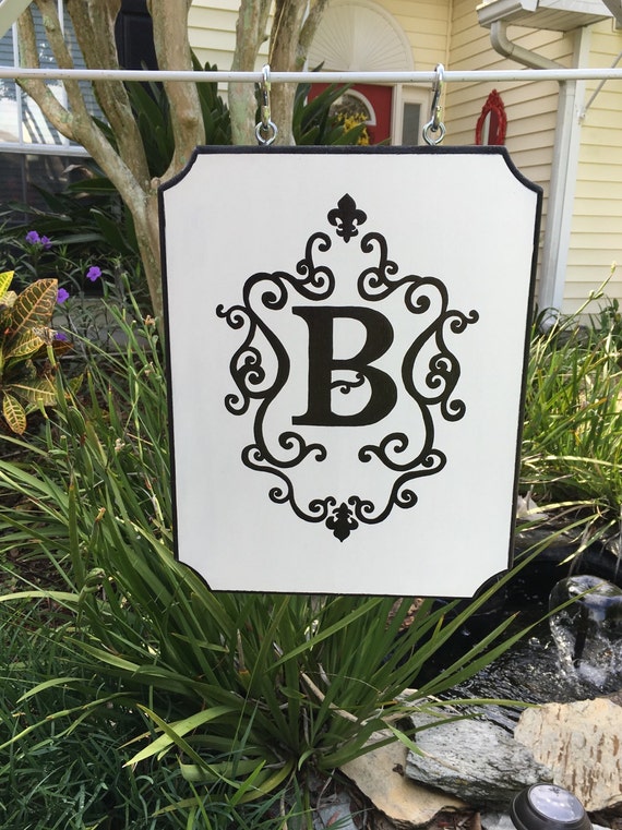 Monogram flag Monogram garden sign personalized intial sign