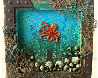 Octopus shell art | Etsy