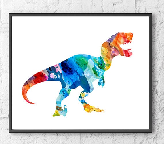 Painted T-Rex Print painting dinosaur art print dinosaur