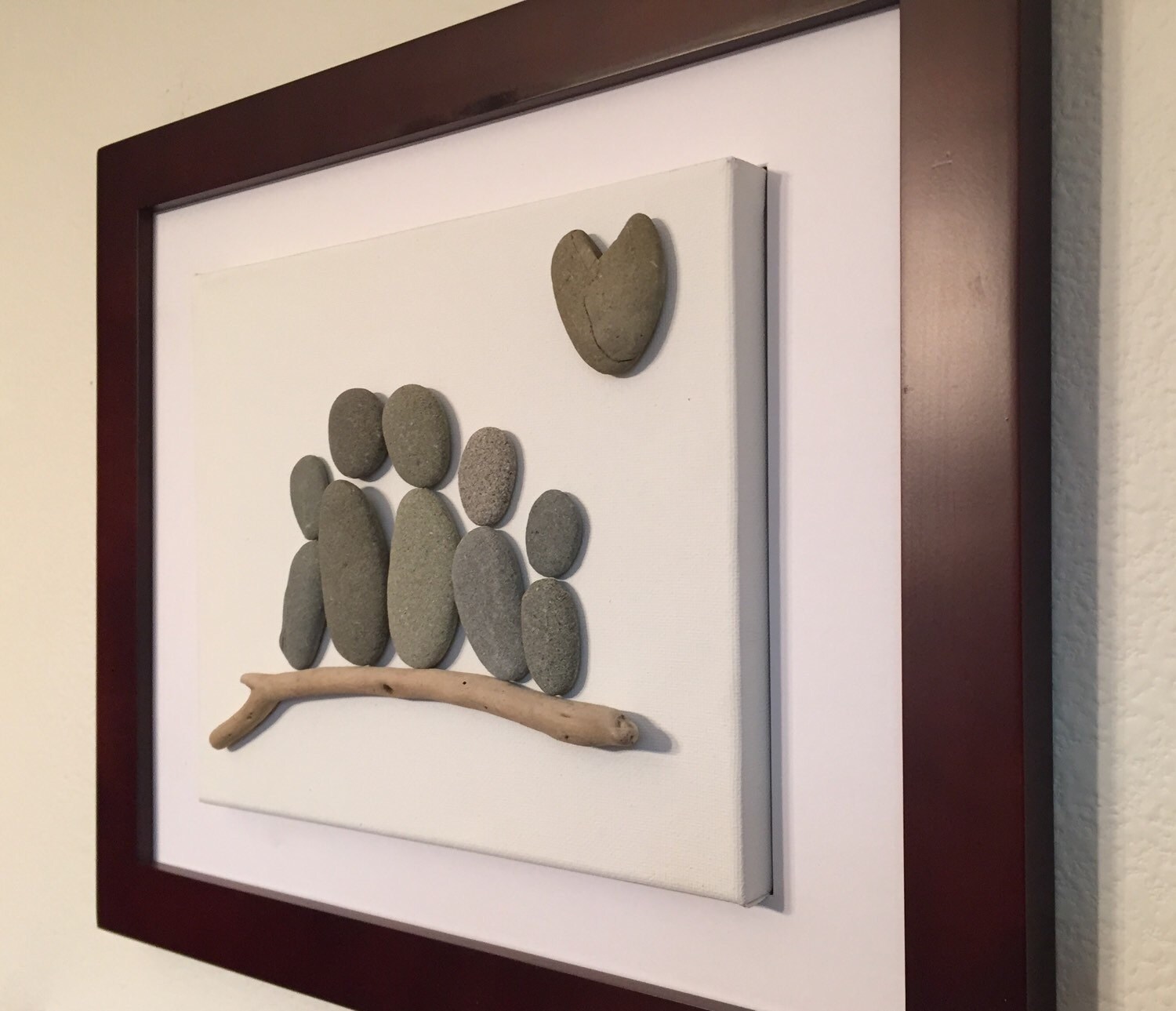 Pebble Art/ Family of Five/ Canvas /Family Sculpture/