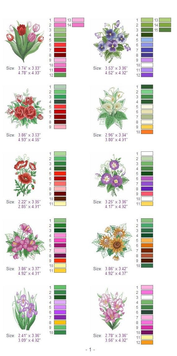 Gorgeous Flowers Machine Embroidery Designs Instant Download