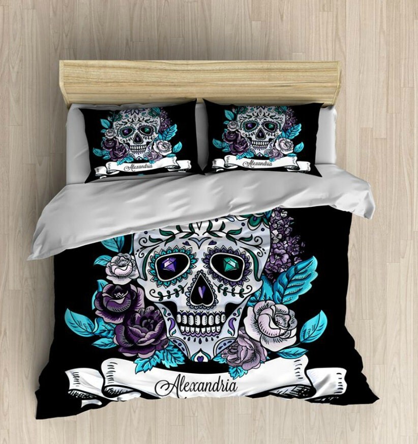 Skull Bedding Personalized Sugar Skulls Bedding By FolkandFunky