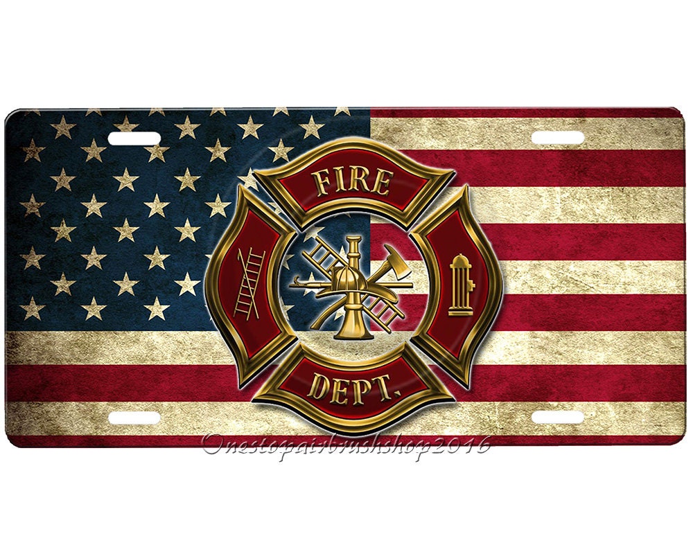 Firefighter License Plate by Onestopairbrushshop on Etsy