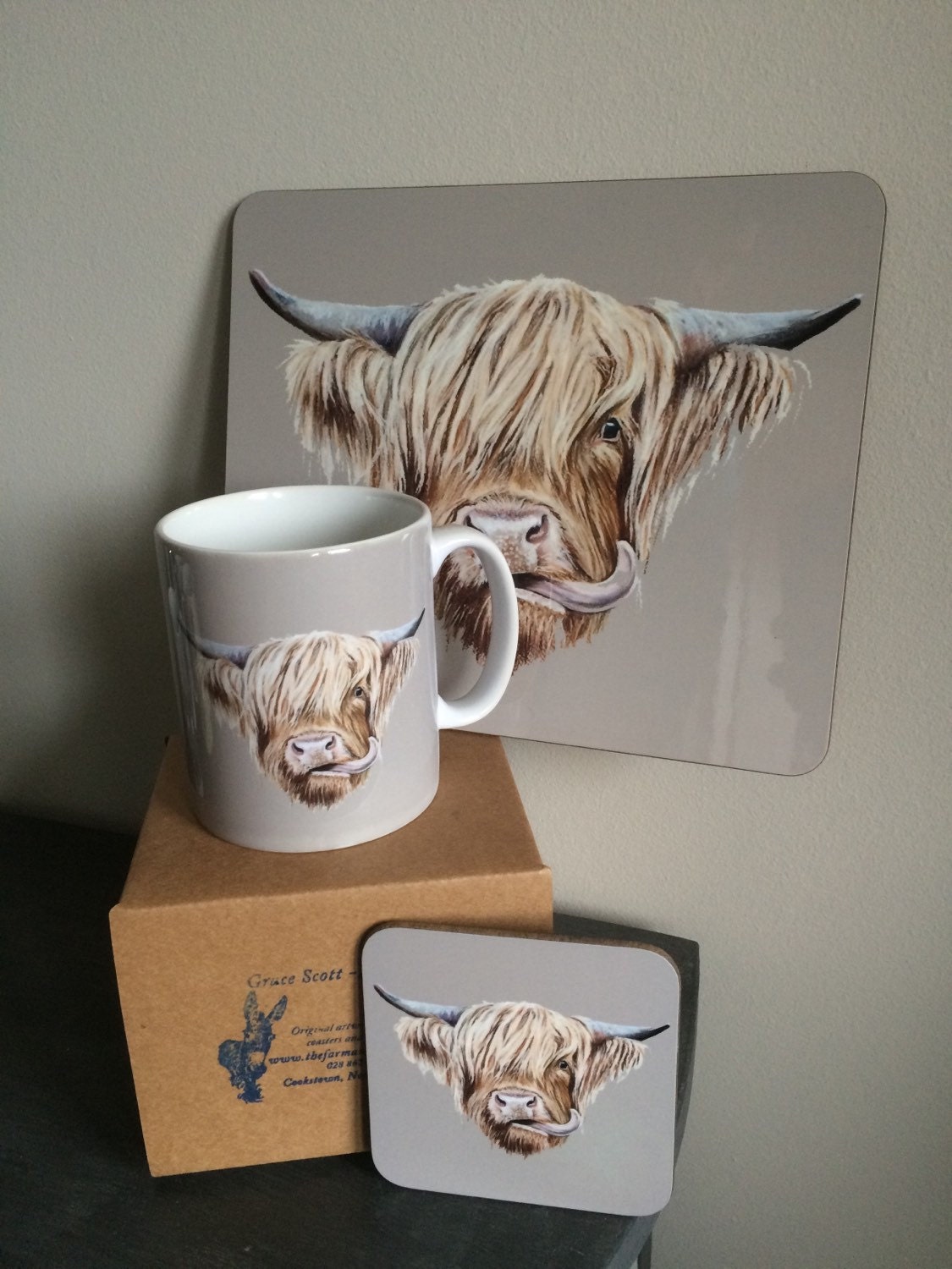 Scottish Highland Cow Ceramic Art Mug