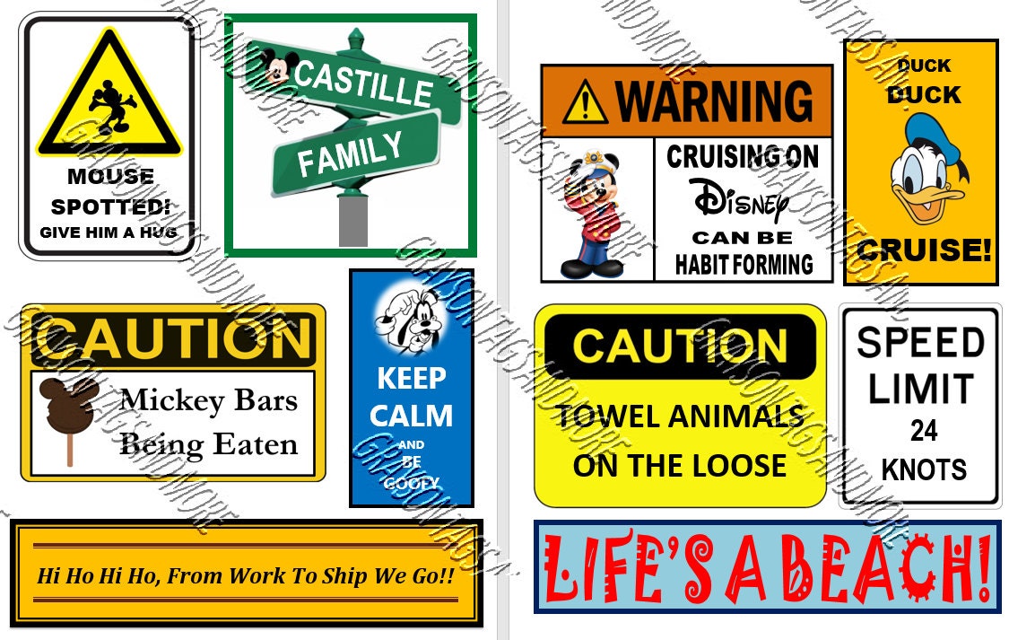 10 Disney Cruise Line Signs Door Magnets Group N