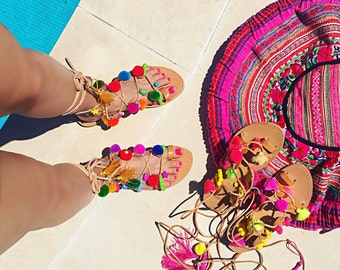 Yellow sandals | Etsy