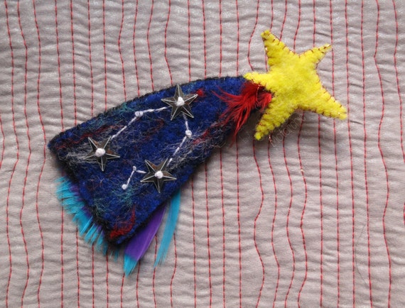 OOAK felt brooch 'Comet' unique space jewelry by Motorchic on Etsy