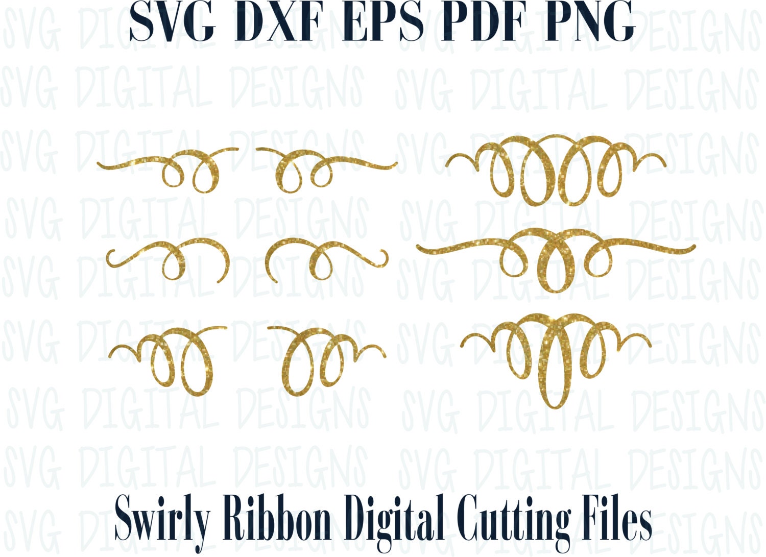 Swirly SVG Text Embellishment Cut Files Ribbon Loops in Svg